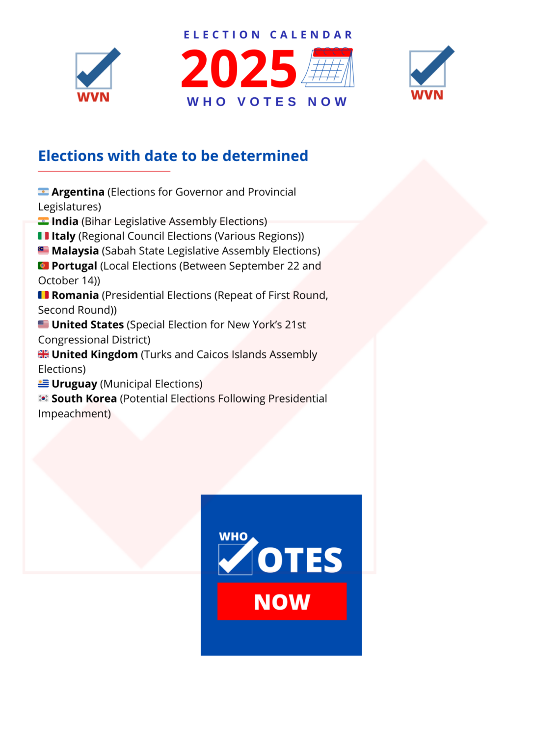 Calendario Electoral 2025 - Electomanía